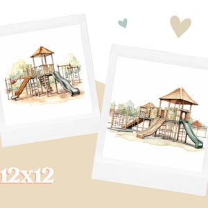Watercolor Playground Clipart, School Playground PNG, Park Playground ...