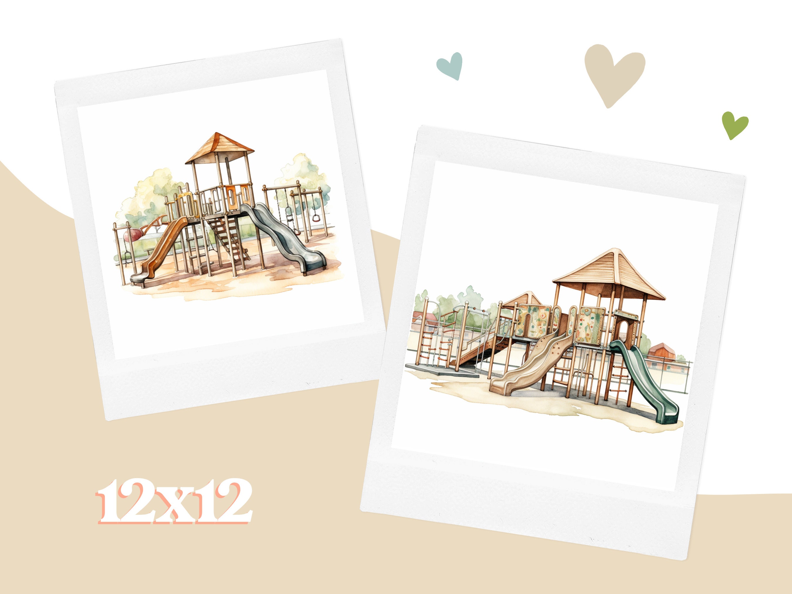 Watercolor Playground Clipart, School Playground PNG, Park Playground ...