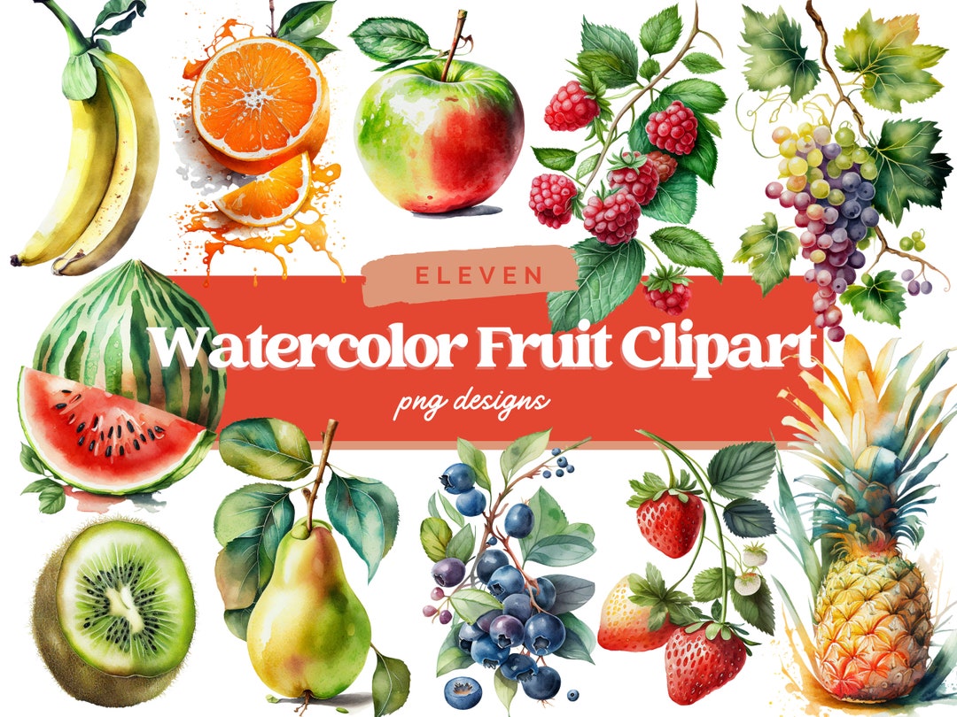 Watercolor Fruit Clipart, Fruit Clipart Bundle, Watercolor Fruit ...