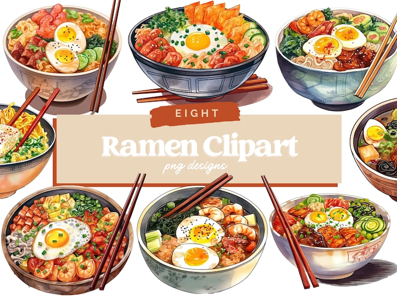 Watercolor Ramen Bowl PNG Ramen Clipart Kawaii Clipart Food - Etsy