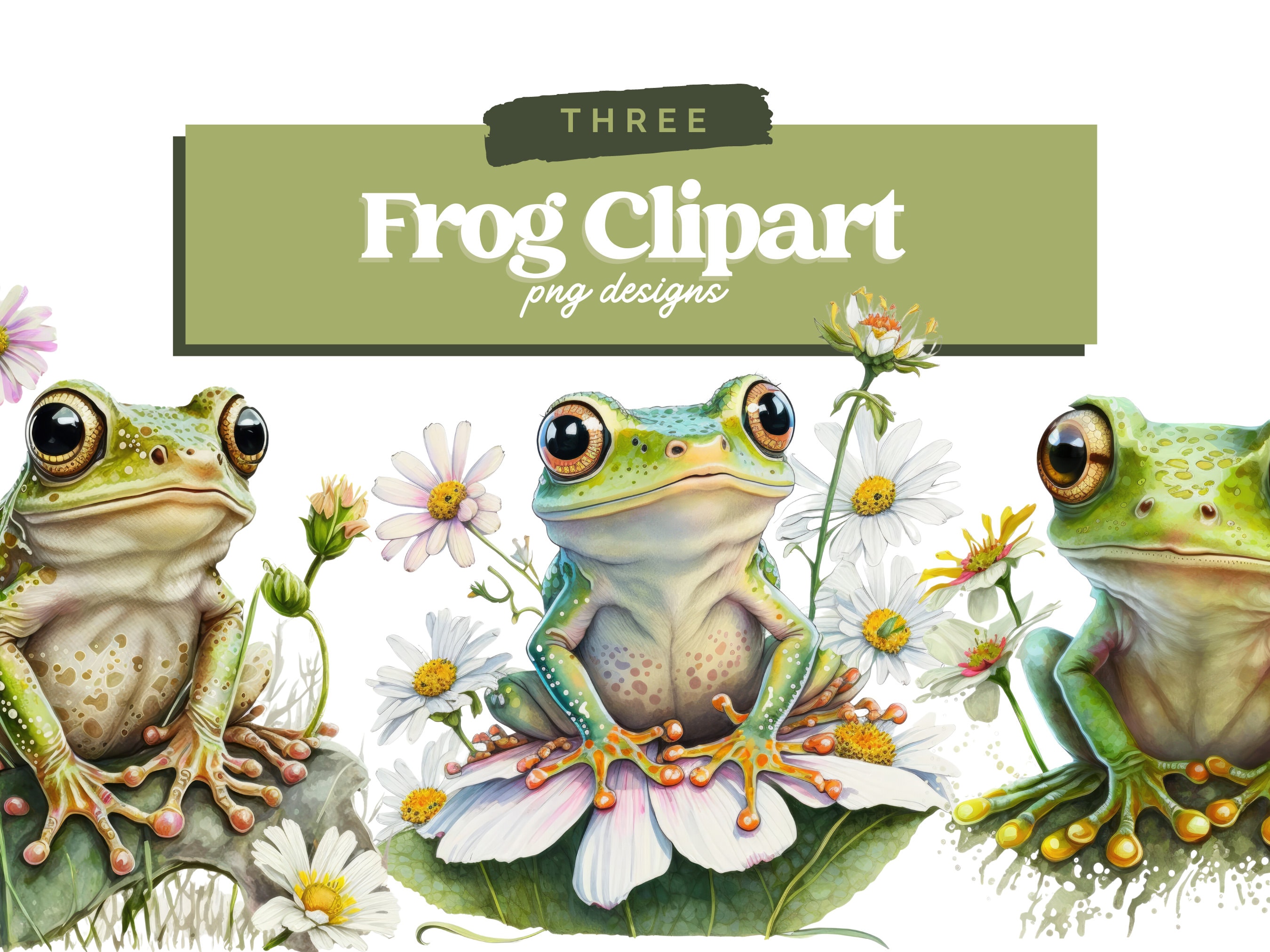 Frog Watercolor Clipart Cute Baby Shower Graphics Nursery - Etsy