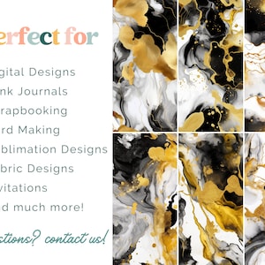 Black and Gold Marble Digital Paper, Marble Digital Paper, Agate ...