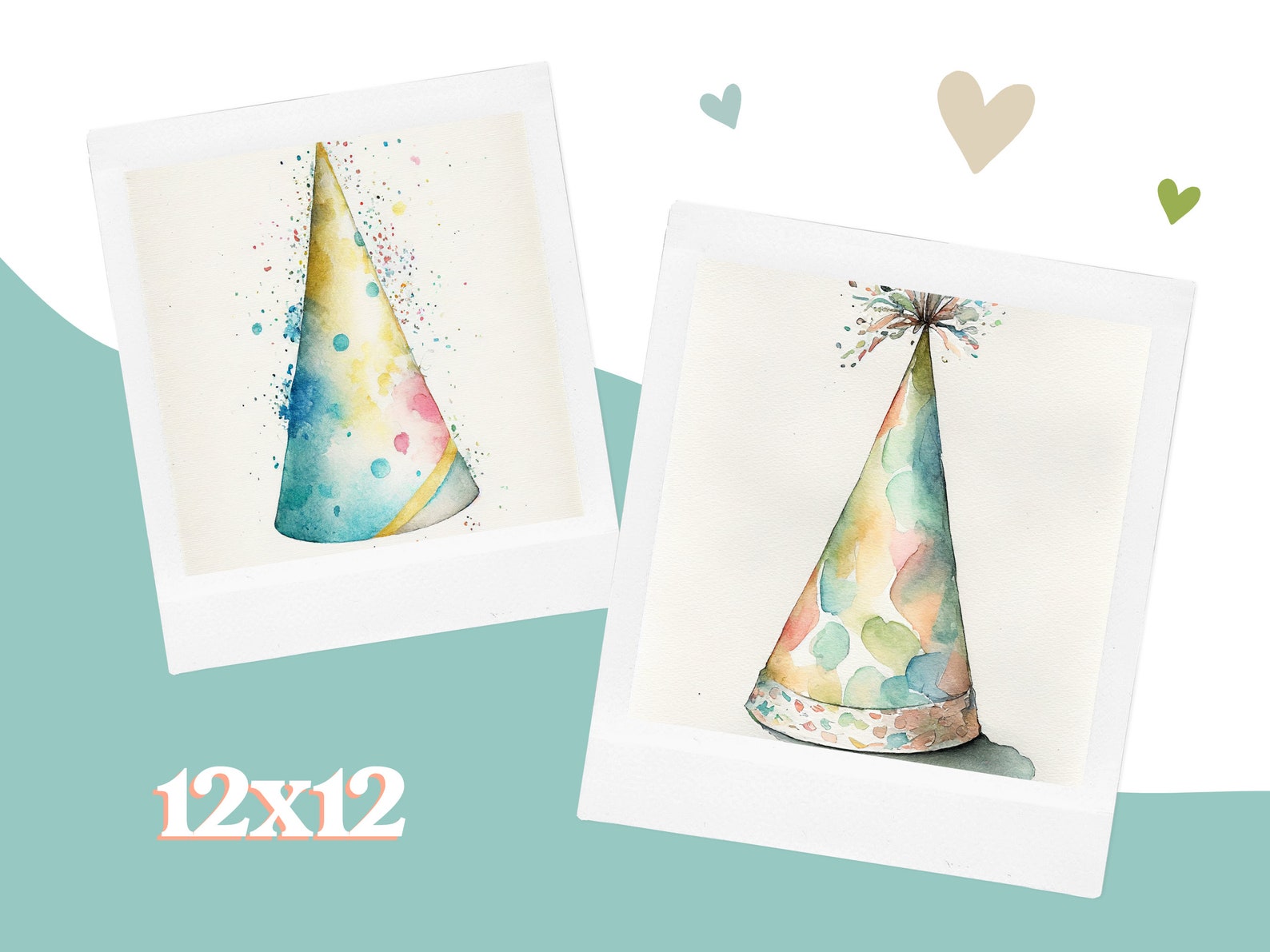 Watercolor Party Hat Clipart, Party Hat Clipart, Party Hat Graphics ...