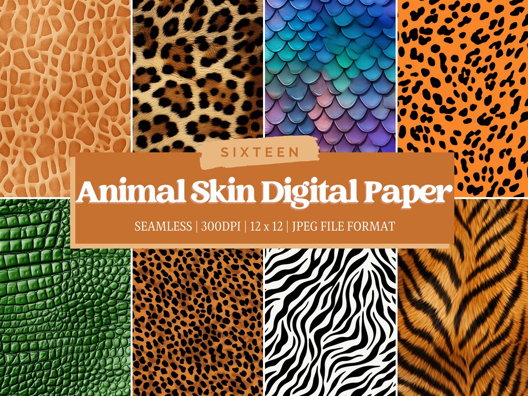 Animal Skin Digital Paper, Seamless Design, Web Background, Craft Paper ...