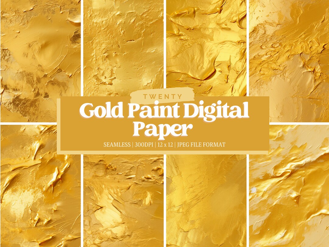 Gold Paint Digital Paper, Gold Digital Background, Paint JPG, Instant ...