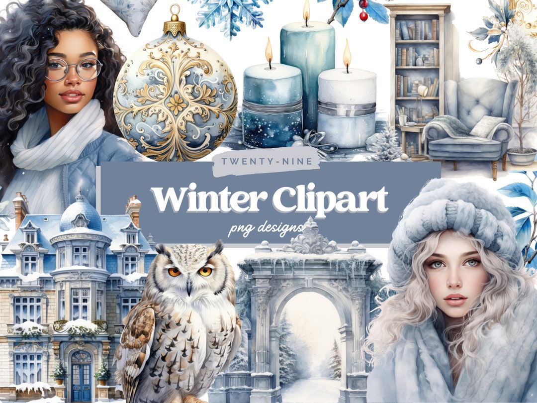 Watercolor Winter Clipart, Snowman, Winter Forest, Santa, Christmas ...