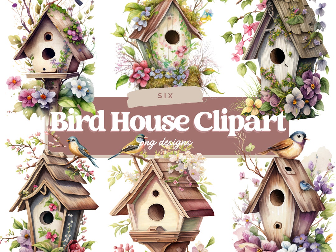 Bird House PNG | Bird House Clipart Set | Watercolor Bird House ...