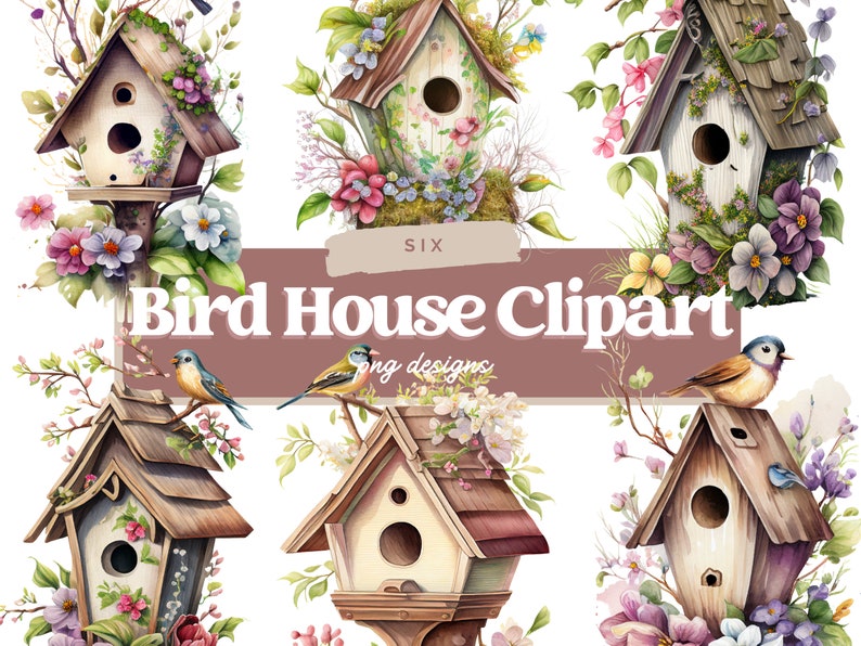 Bird House PNG Bird House Clipart Set Watercolor Bird House Sublimation ...