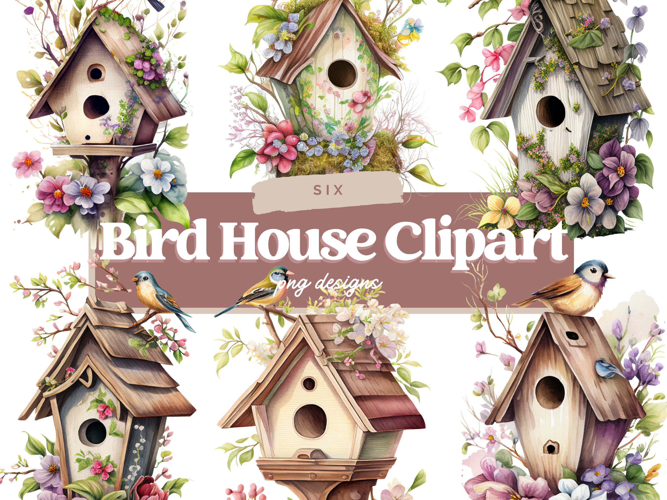 Bird House PNG Bird House Clipart Set Watercolor Bird House Sublimation ...