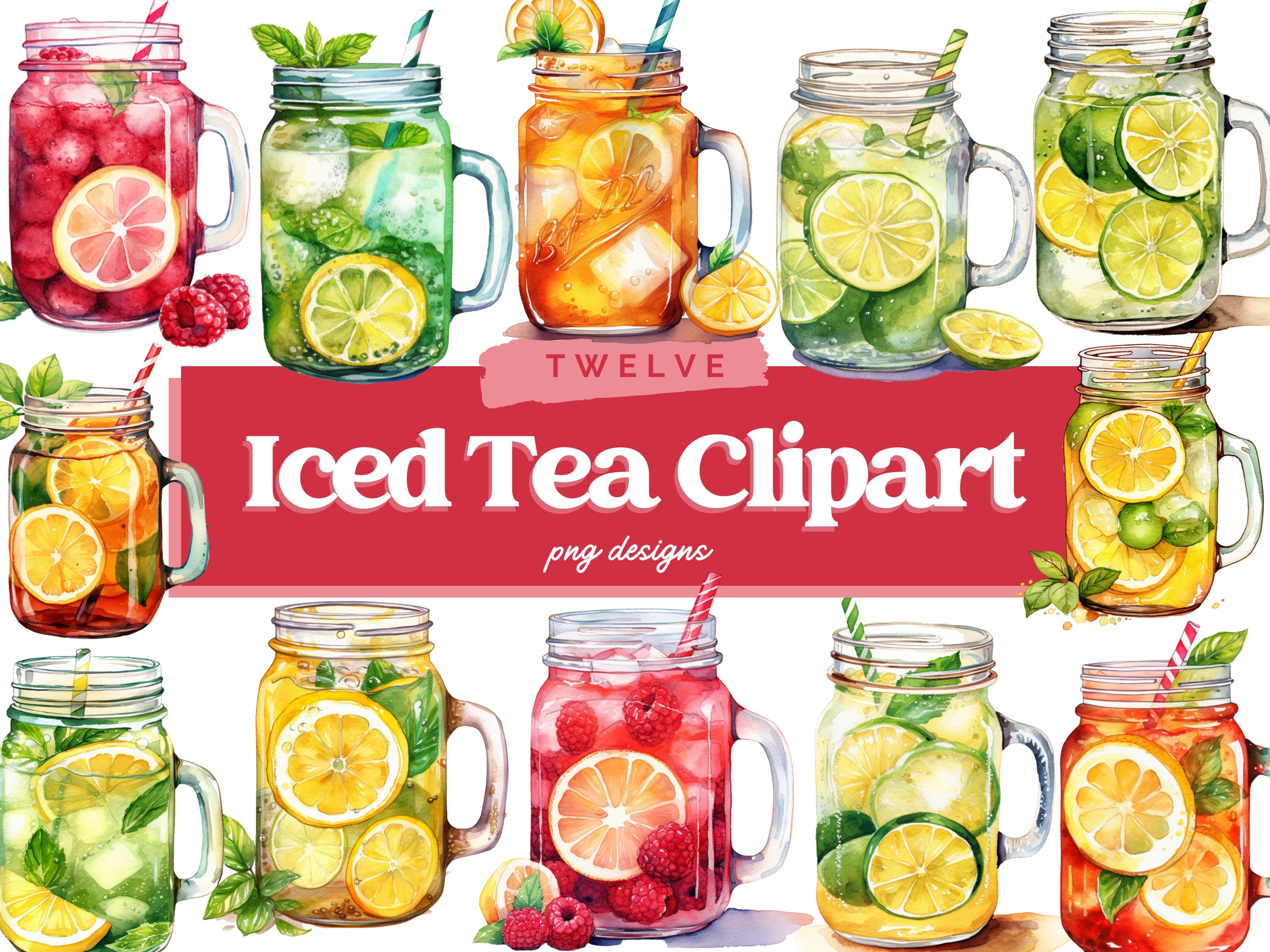 Iced Tea Clipart Bundle Iced Tea PNG Iced Tea Digital Image - Etsy