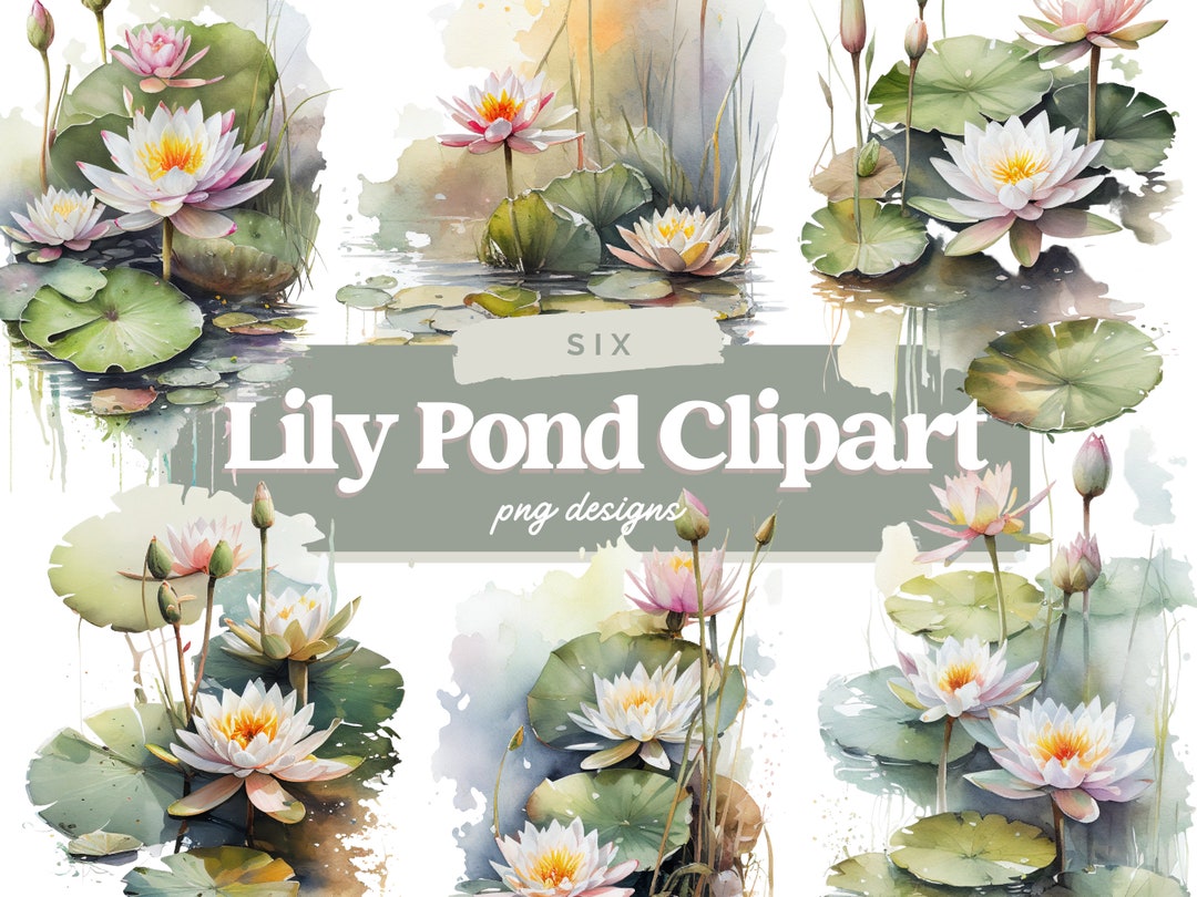 Lily Pond Watercolor Clipart, Lily Pond PNG, Commercial Use, Lily Pond ...