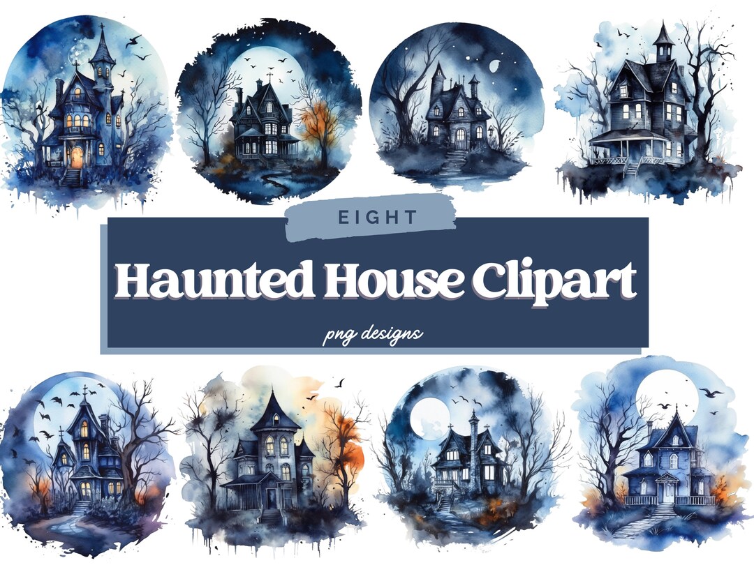 Watercolor Haunted House Clipart, Halloween PNG, Halloween Graphics ...
