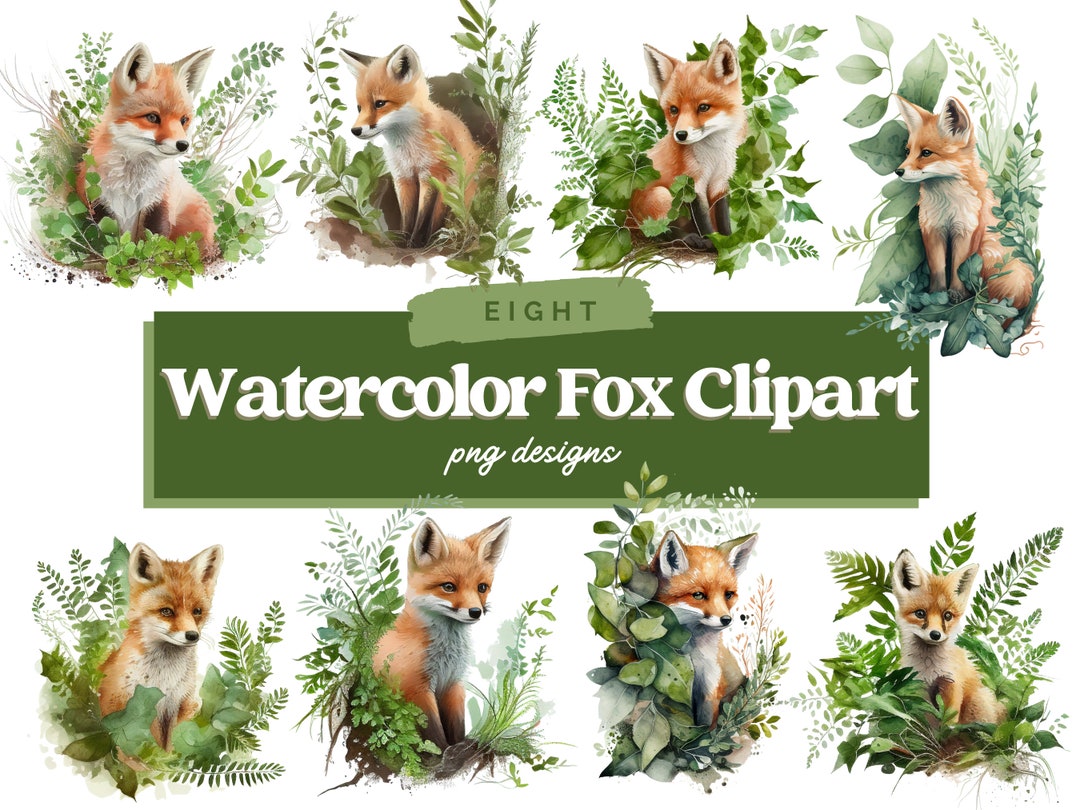 Watercolor Fox Clipart | Fox Clipart PNG | Clipart PNG Digital Art ...
