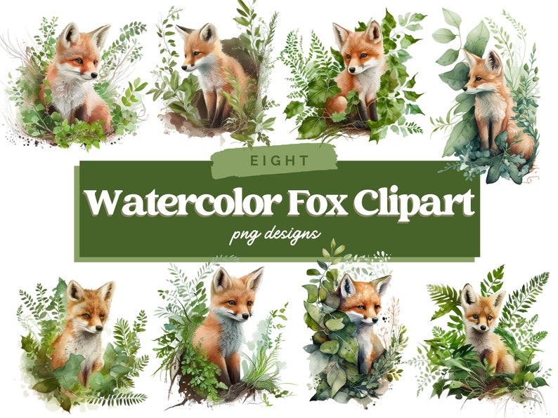 Watercolor Fox Clipart Fox Clipart PNG Clipart PNG Digital Art Cute Fox ...