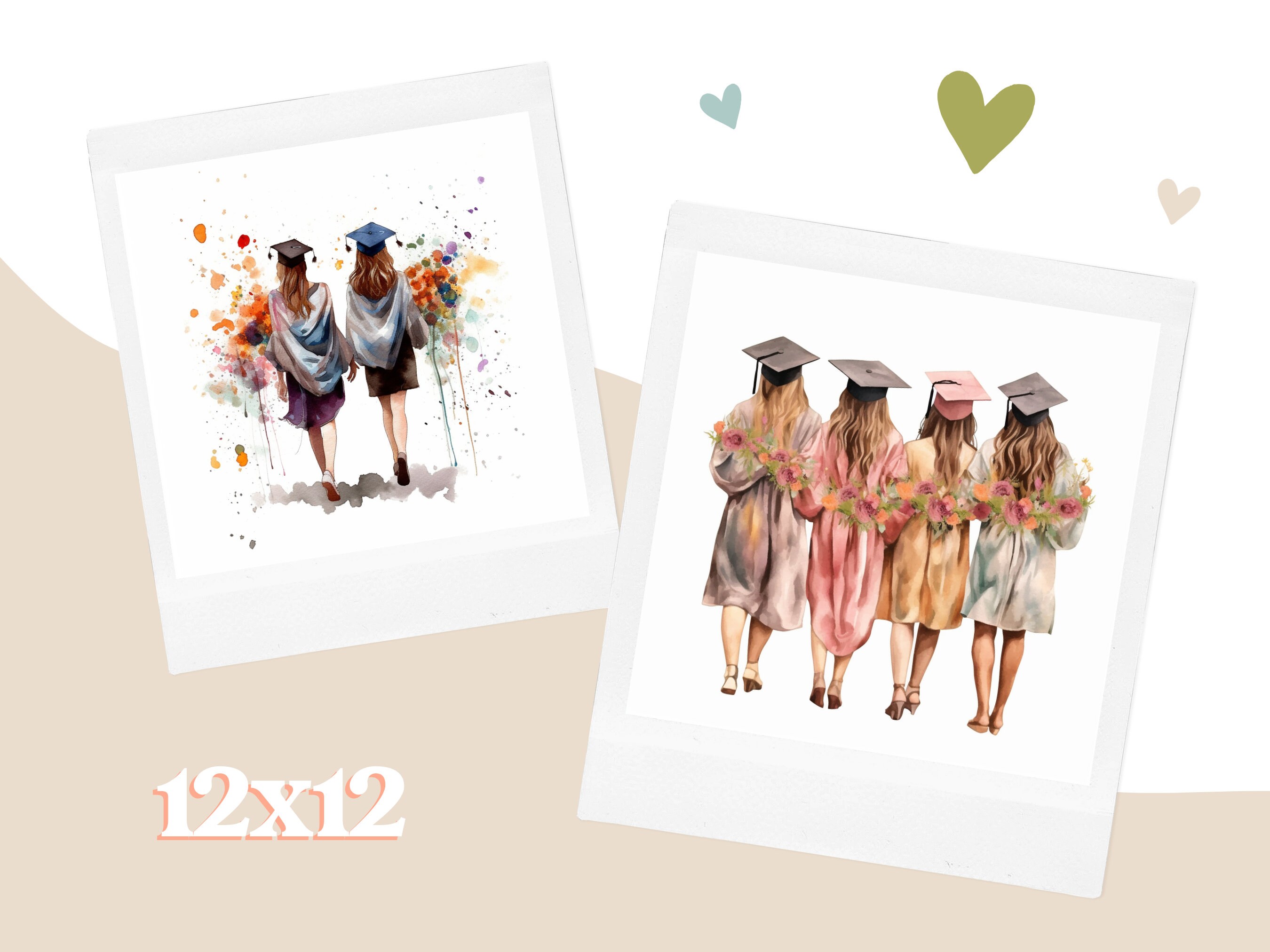 Watercolor Graduation Friends Clipart, Graduation Clip Art, Graduation ...