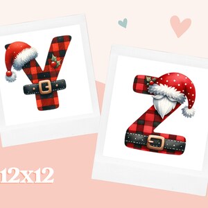 Christmas Plaid Letters, Santa Sublimation Font, Xmas Doodle Alpha ...