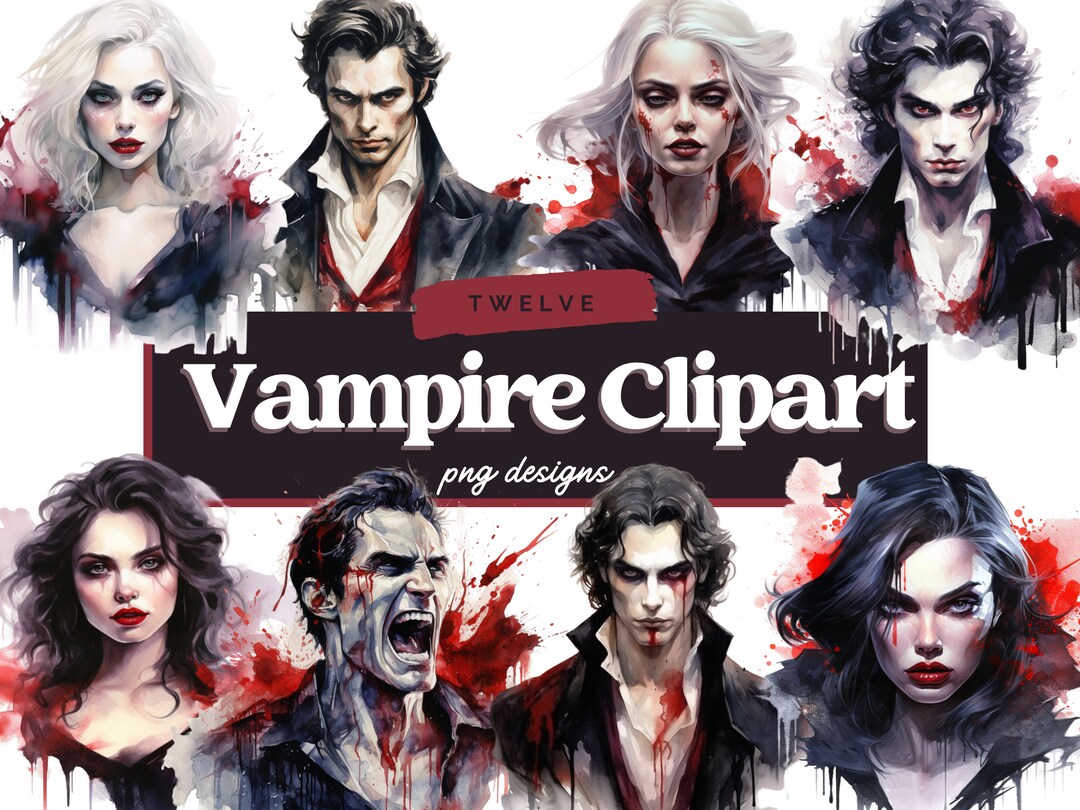 Watercolor Vampire Clipart, Halloween PNG, Dracula PNG, Commercial Use ...
