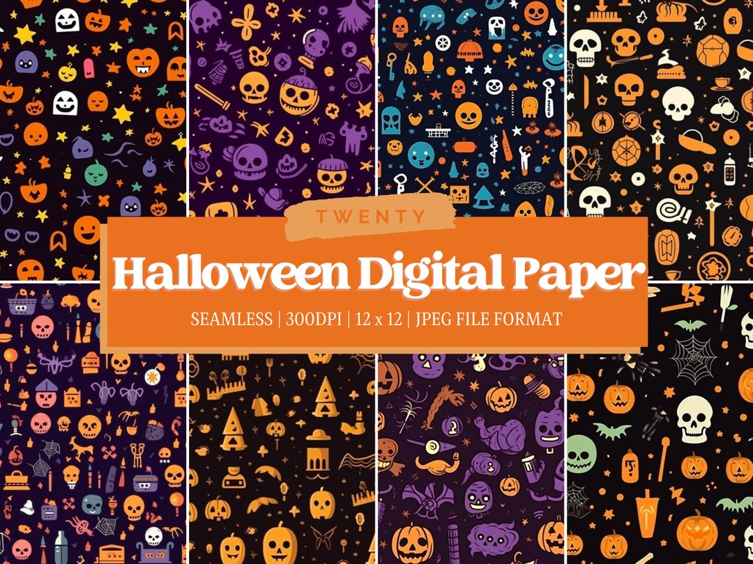 Halloween Digital Paper, Spooky Digital Paper, Halloween JPG, Seamless ...