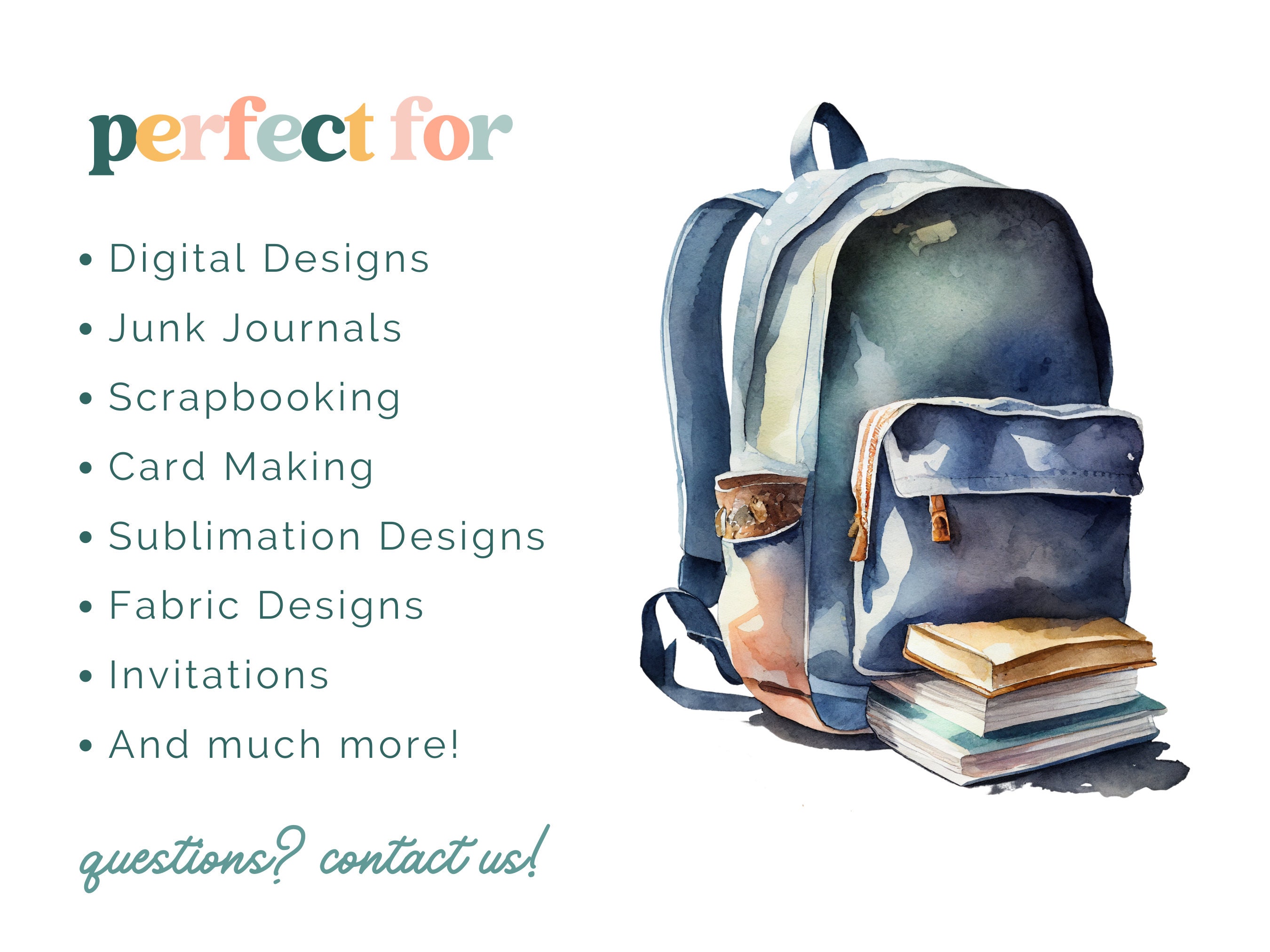 School Clipart Watercolor School Illustration Stationary - Etsy