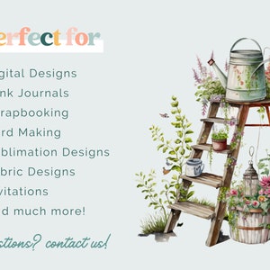 Watercolor Spring Garden Clipart, Spring Flowers in Pots, Farmhouse ...