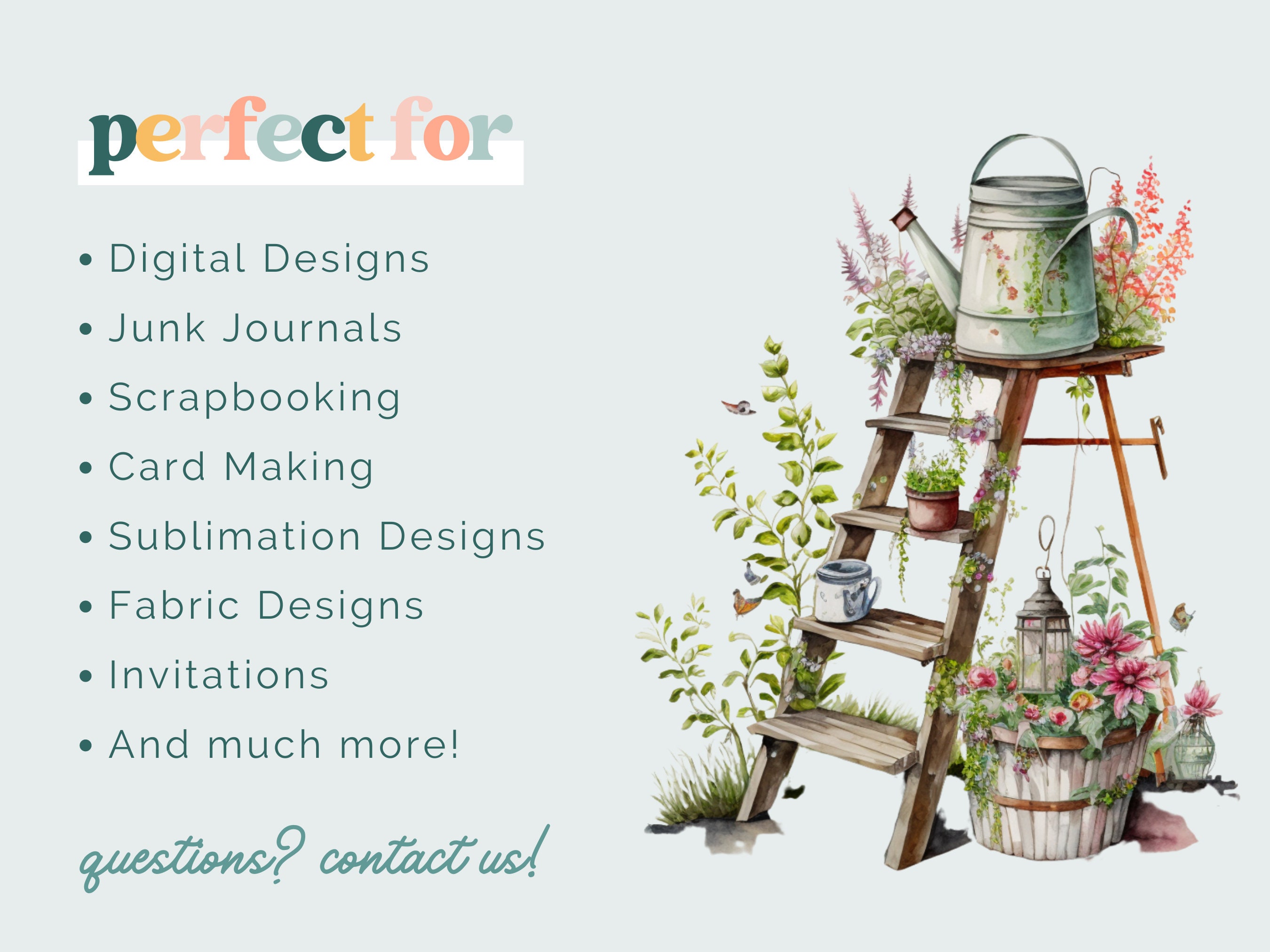 Watercolor Spring Garden Clipart Spring Flowers in Pots - Etsy