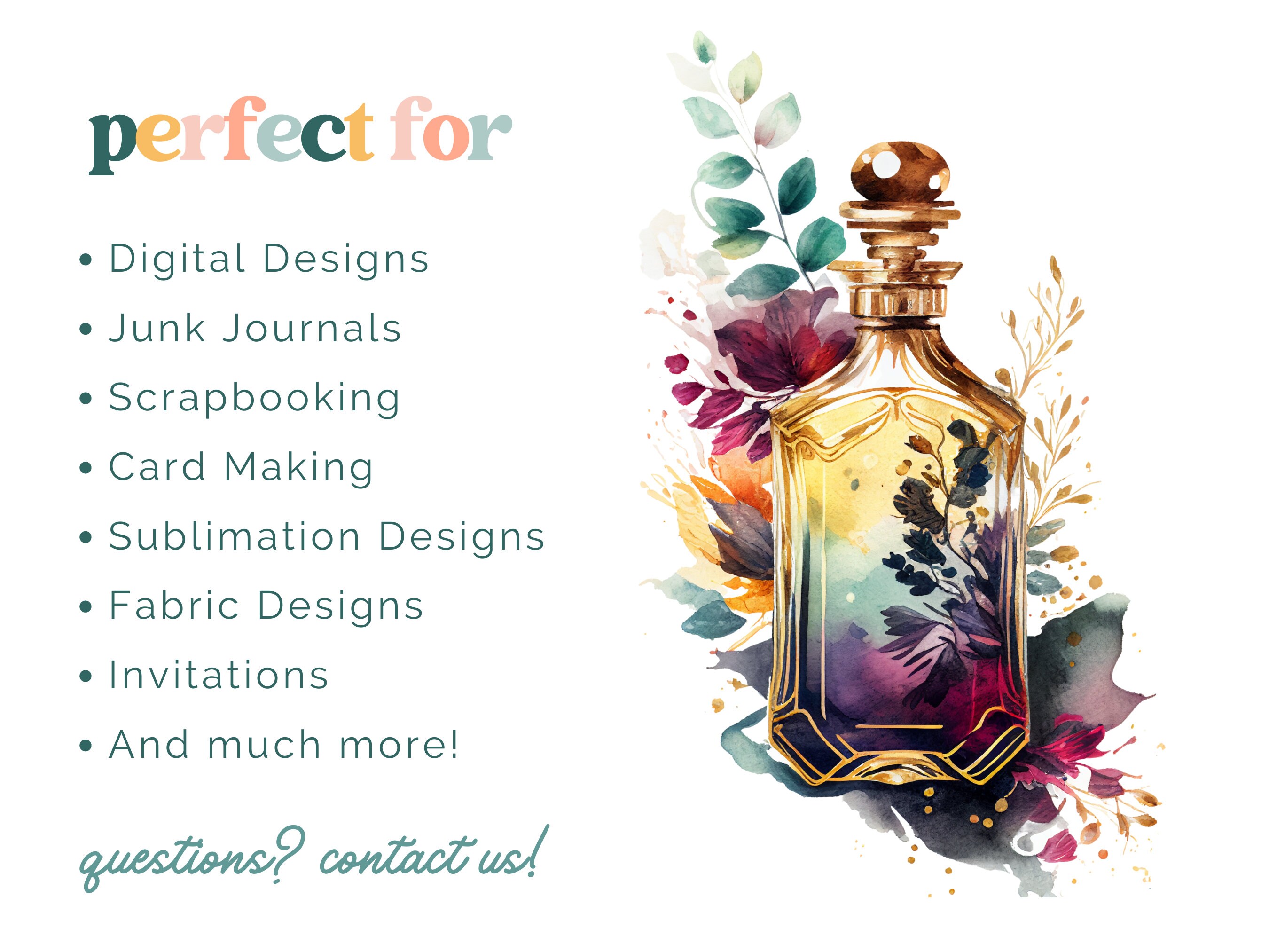 Watercolor Perfume Bottle Clipart Perfume Bottle Clipart - Etsy