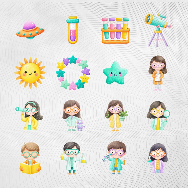 Scientist Clipart PNG, STEM Graphics Commercial Use, 50 Science ...