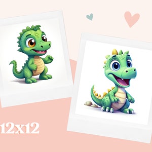 Watercolor Dinosaur Clipart, Cute Dino PNG, Nursery Wall Art, Collage ...