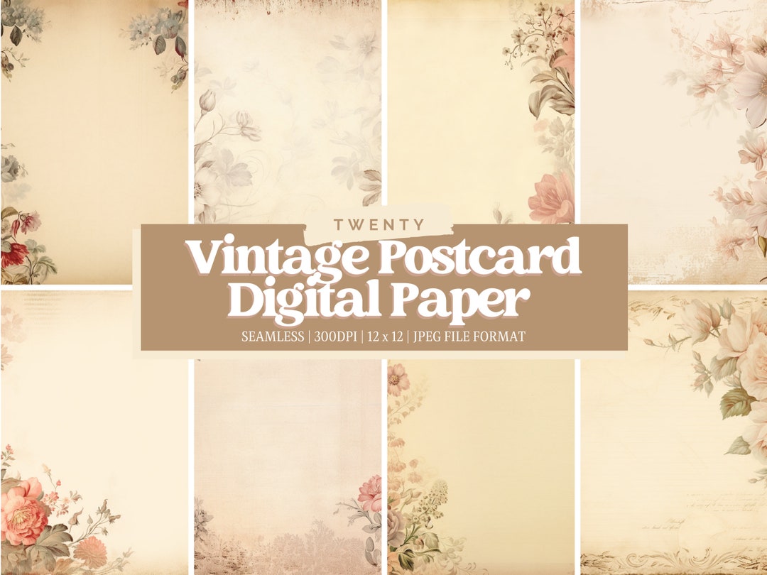 Vintage Postcard Digital Paper, Journal Paper, Web Background ...