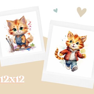 Cartoon Cat Watercolor Clipart, Cute Baby Shower Graphics, Nursery ...