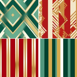 Red, Green and Gold Stripes Digital Paper, Stripes Digital Paper ...