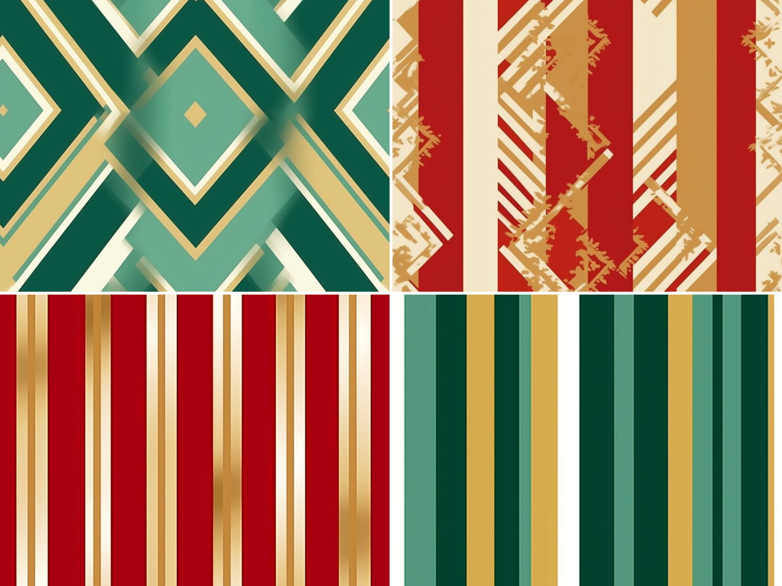 Red, Green and Gold Stripes Digital Paper, Stripes Digital Paper ...