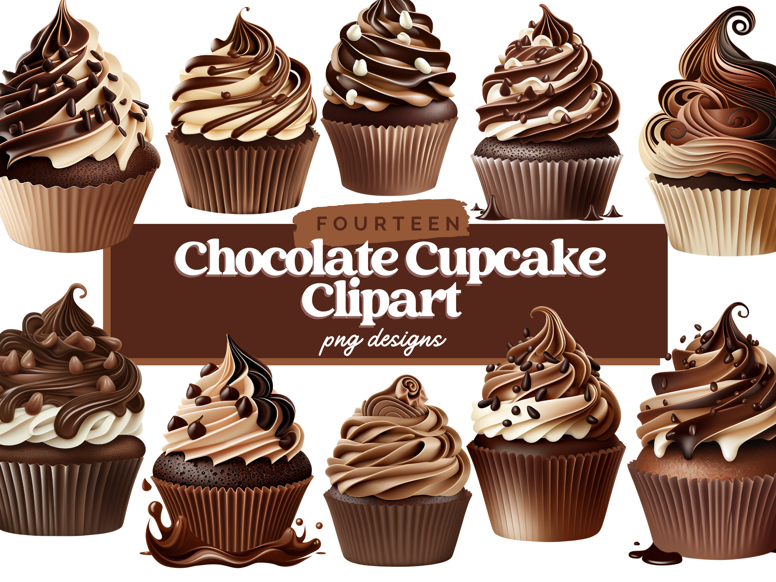 Chocolate Cupcake Clipart Cupcake Clipart PNG Digital - Etsy