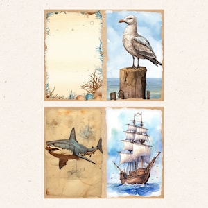 Vintage Nautical Junk Journal Pages, Digital Scrapbook Paper Kit ...