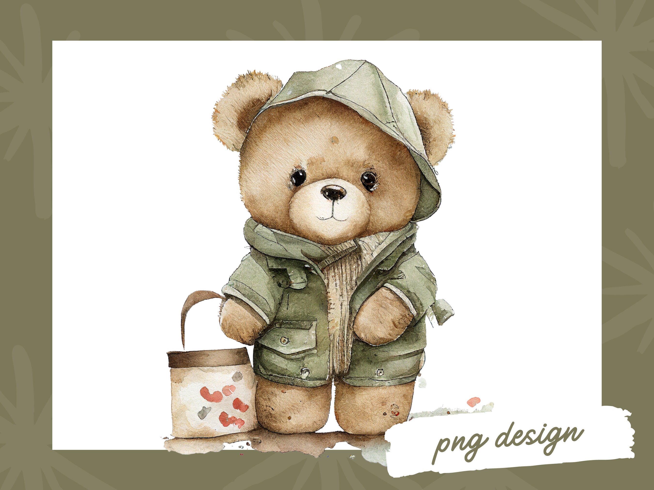 Watercolor Teddy Bear Clipart, Watercolor Baby Shower Clipart, Boho ...