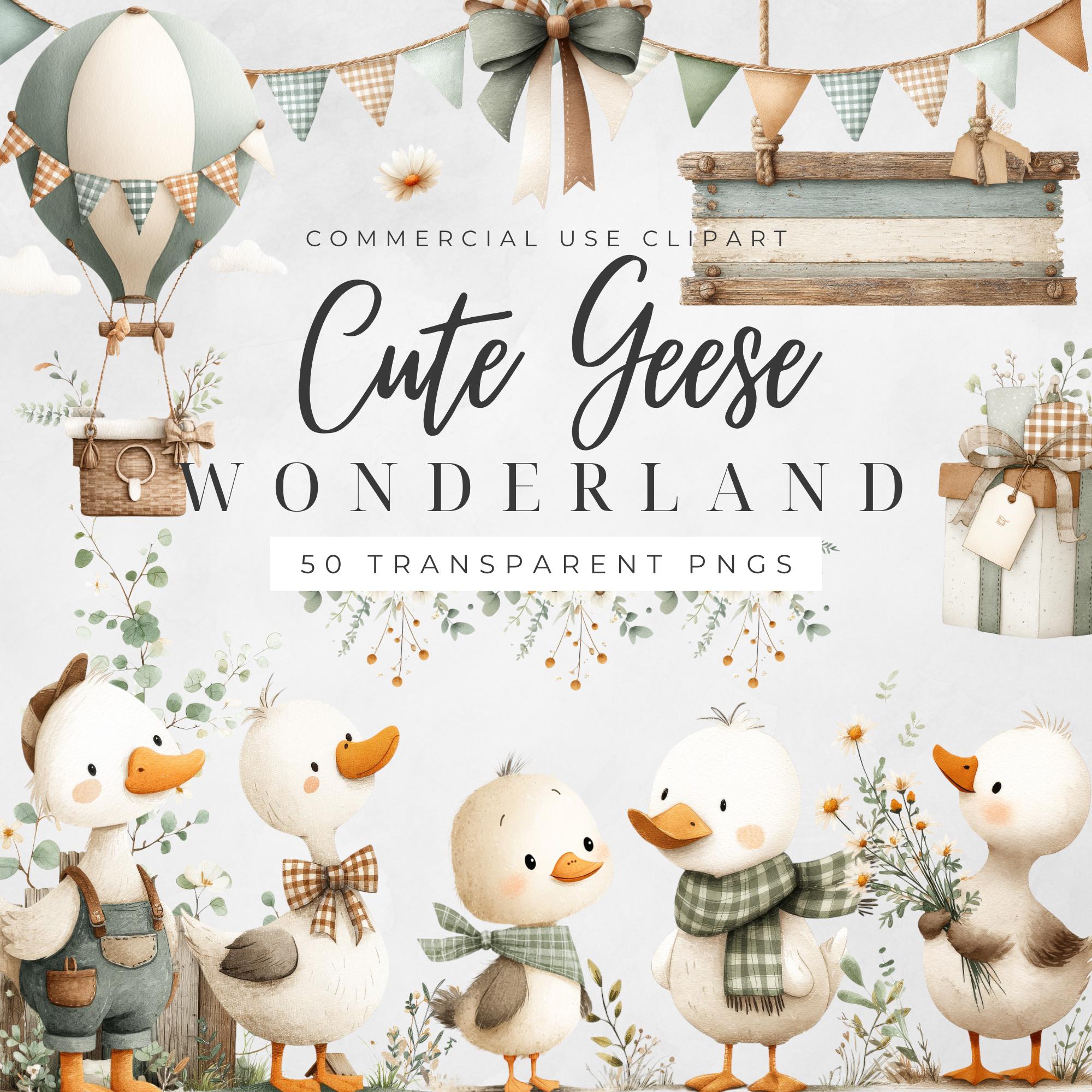 Watercolor Rustic Goose Clipart, Silly Goose PNG, Boho Nursery Decor ...