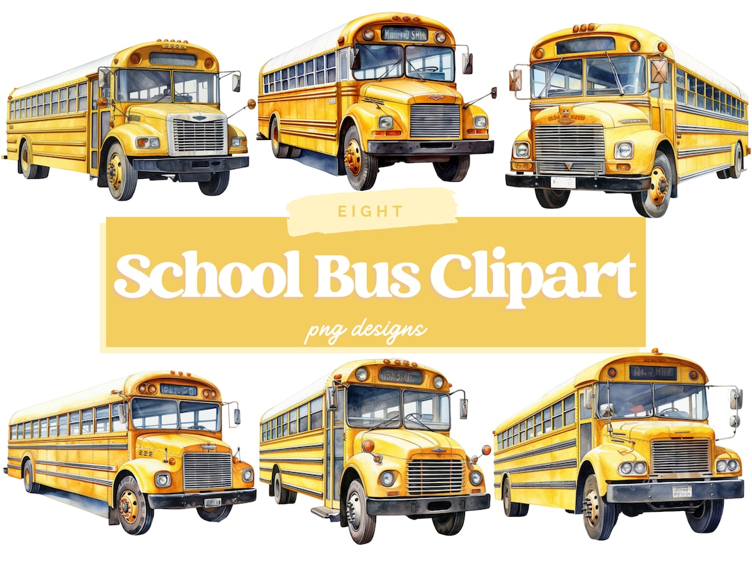 School Bus Clipart, Watercolor School Illustration, School Bus Clipart ...