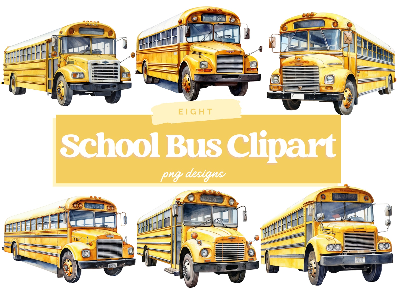School Bus Clipart, Watercolor School Illustration, School Bus Clipart ...