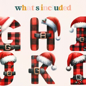 Christmas Plaid Letters, Santa Sublimation Font, Xmas Doodle Alpha ...