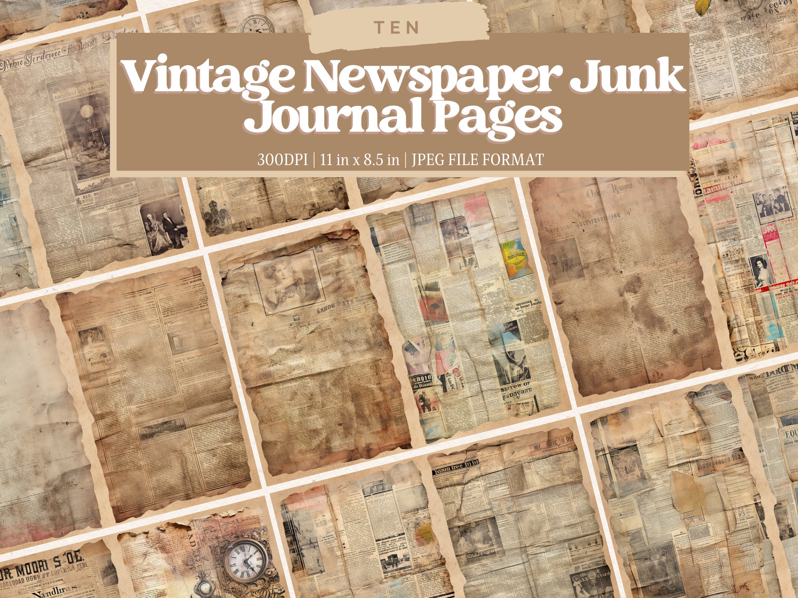 Vintage Newspaper Junk Journal Pages Scrap Book Printable - Etsy