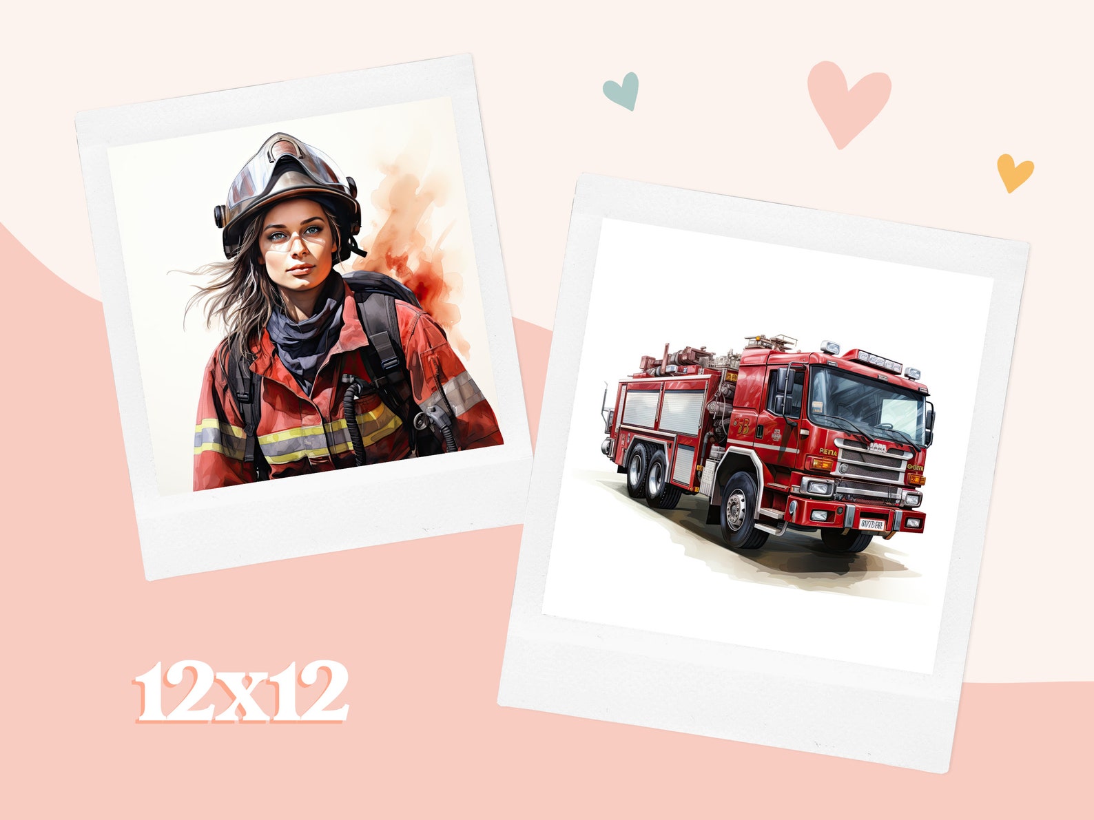 Watercolor Firefighter Boy Clipart - Fire Truck Download - Instant ...
