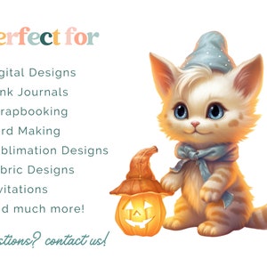 Watercolor Halloween Kitten Clipart, Halloween Cat PNG, Halloween ...