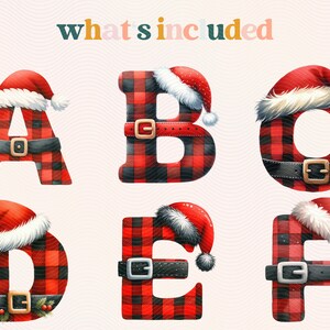 Christmas Plaid Letters, Santa Sublimation Font, Xmas Doodle Alpha ...