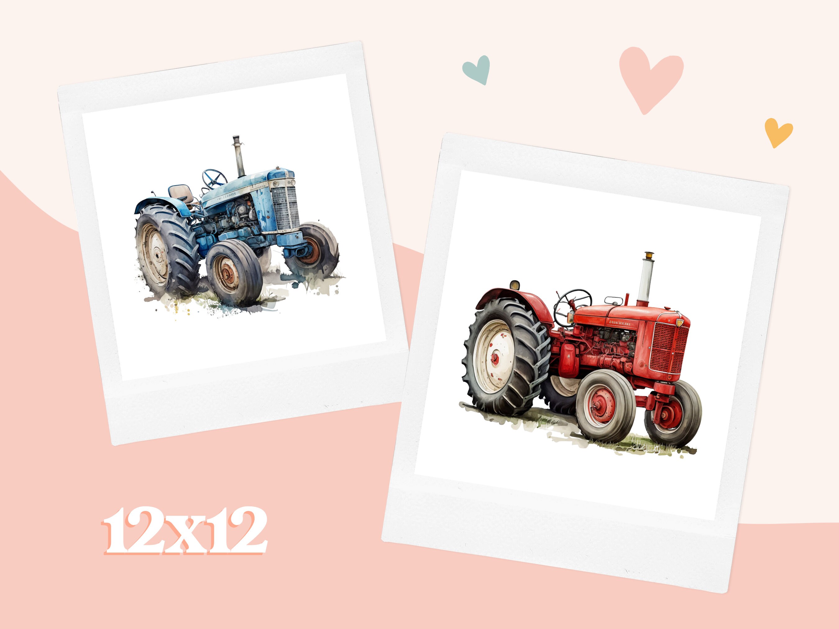 Farm Red Tractor PNG Farm Clipart Watercolor Tractor - Etsy UK