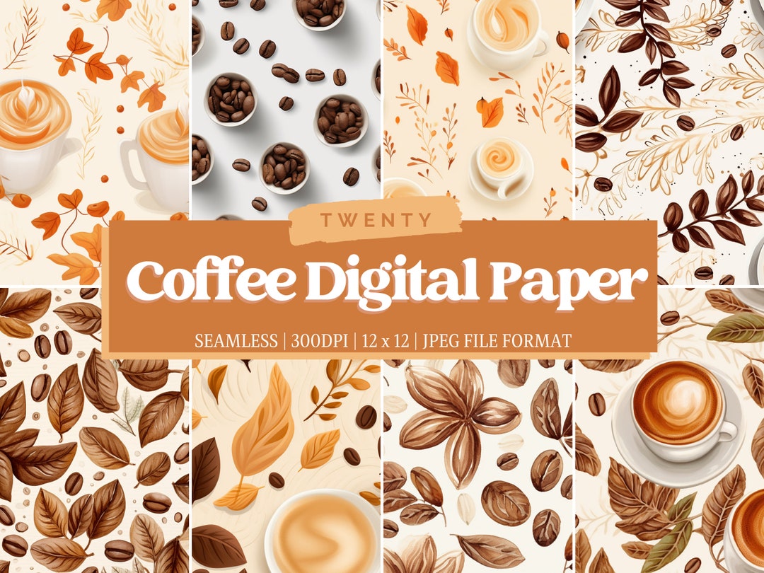 Watercolor Coffee Digital Paper, JPG, Seamless Design, Web Background ...