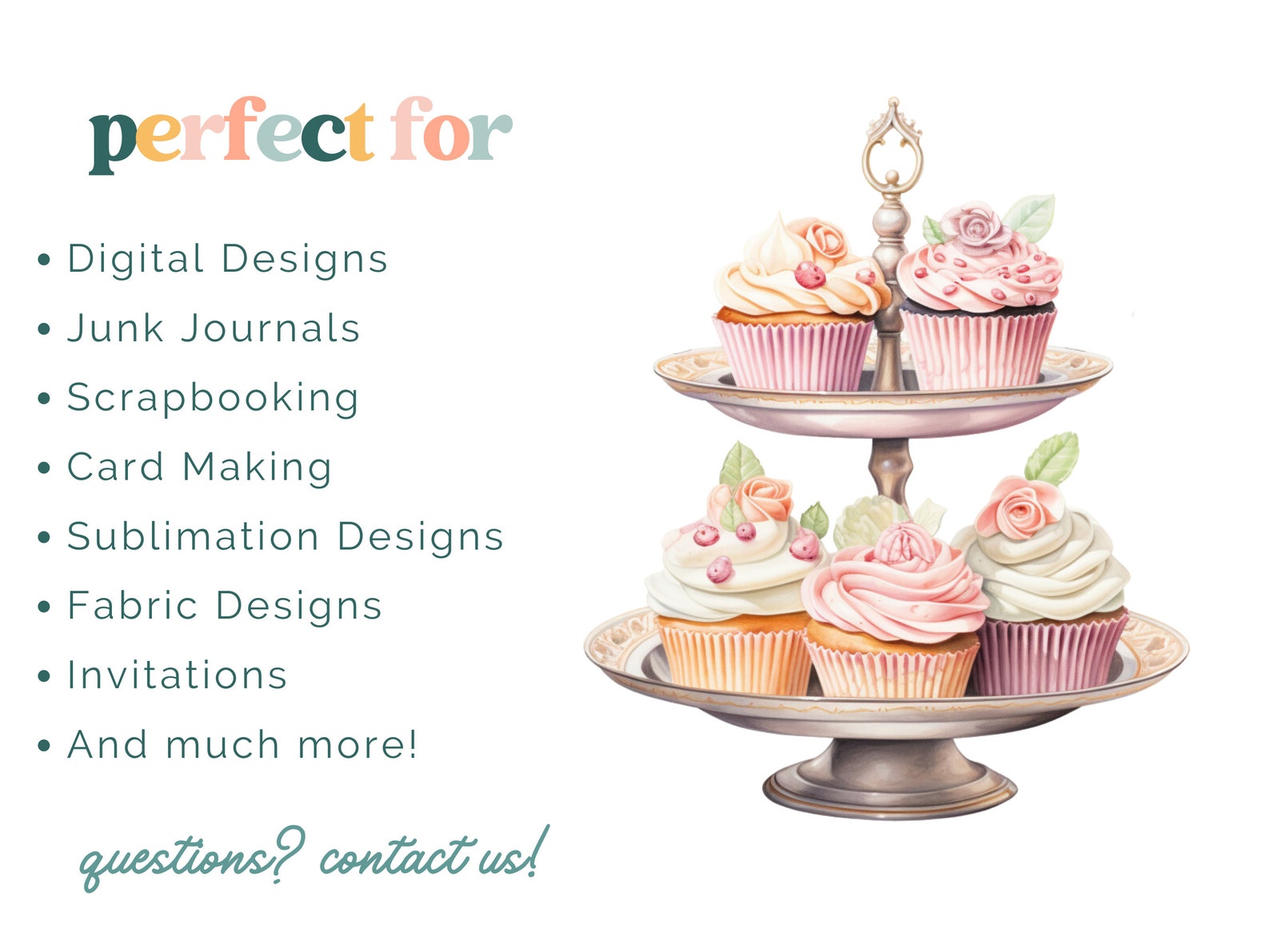 Cupcake Stand Clipart Dessert PNG Bundle Kawaii Food - Etsy