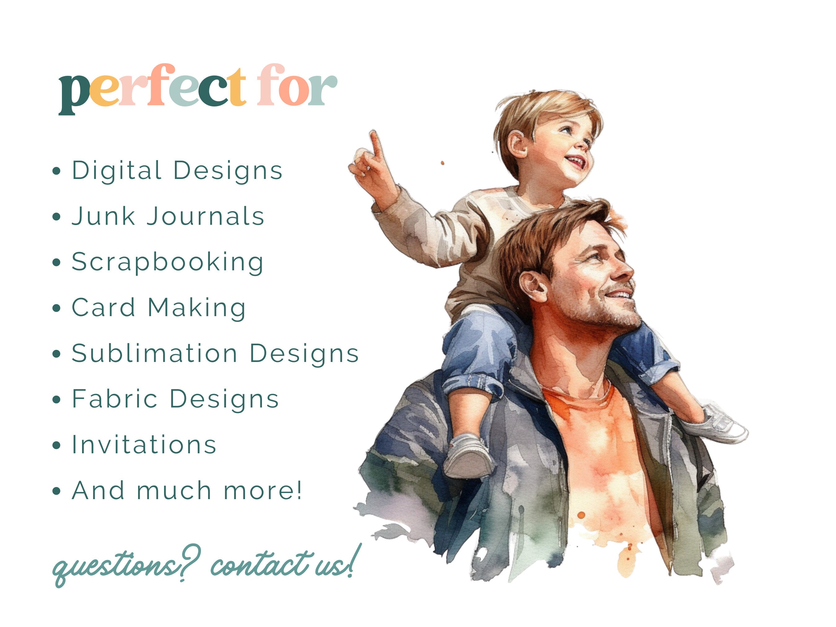 Watercolor Father and Son PNG Father and Son Clipart Bundle - Etsy
