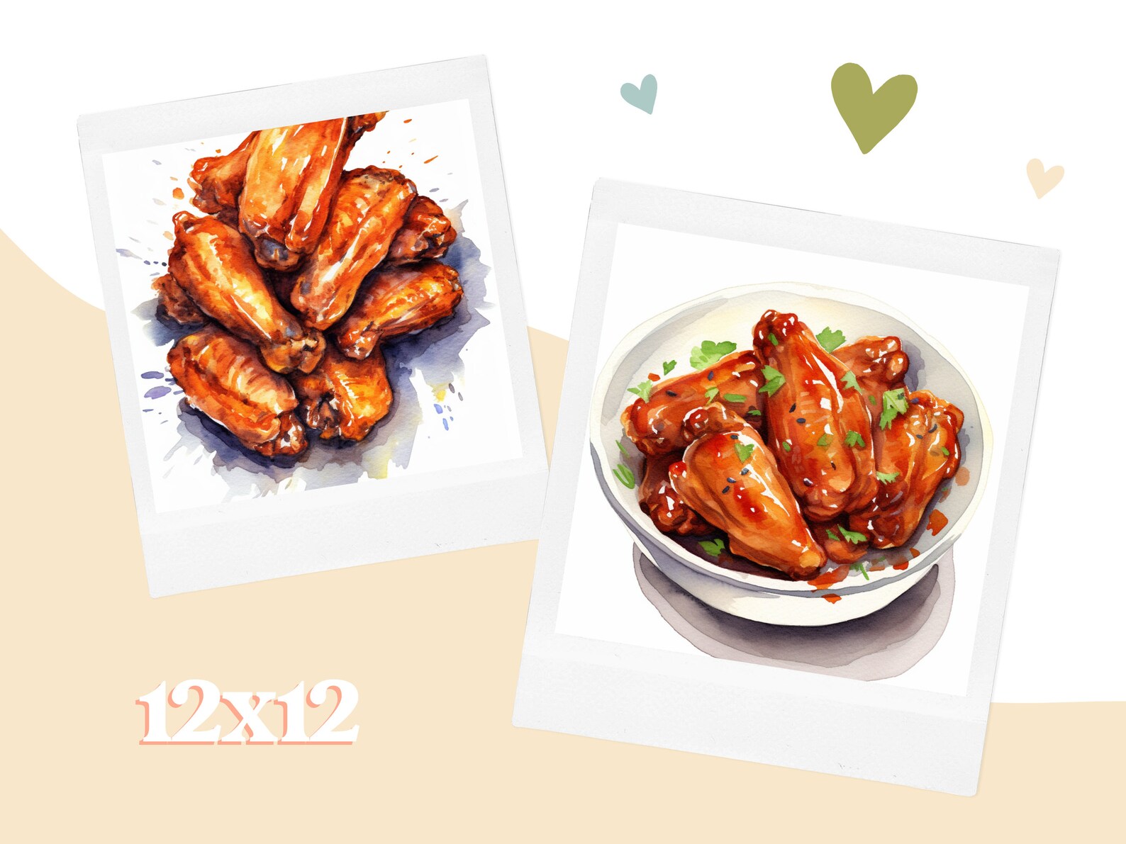 Watercolor Chicken Wing Clipart Bundle, Chicken Wing Clipart, Chicken ...