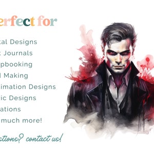 Watercolor Vampire Clipart, Halloween PNG, Dracula PNG, Commercial Use ...