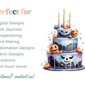 Watercolor Halloween Cakes PNG, Spooky Sublimation, Halloween Cake ...